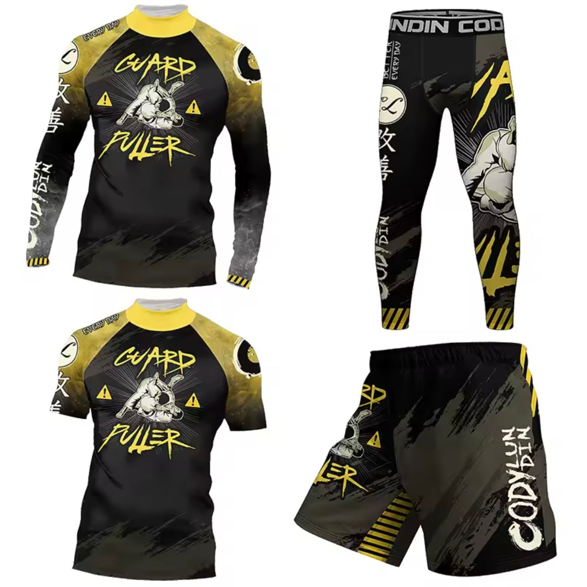Guard Puller Premium BJJ No Gi / MMA Set. Rash Guard, Shorts & Spats ...